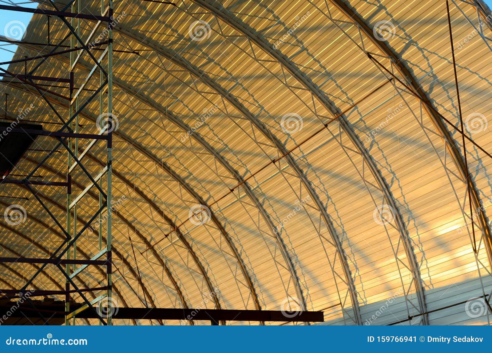 The Construction of the Roof of the New Hangar in a Semi-circle of ...