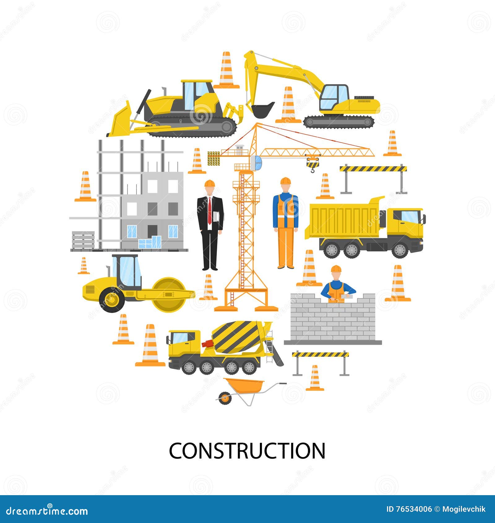 Construction Round Design stock vector. Illustration of cement - 76534006