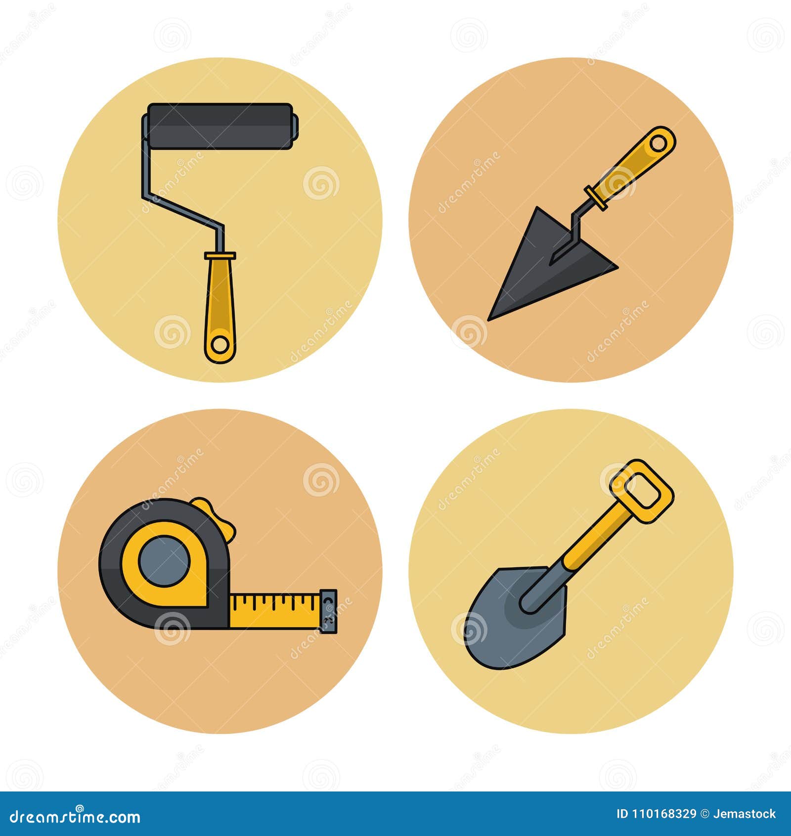 Construction round icons stock vector. Illustration of build - 110168329