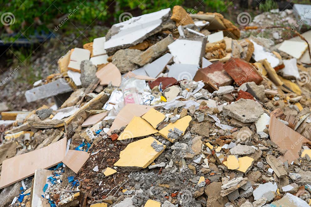 Construction Rubble on a Construction Site during the Renovation of a ... Construction Rubble on a Construction Site during the Renovation of a ...