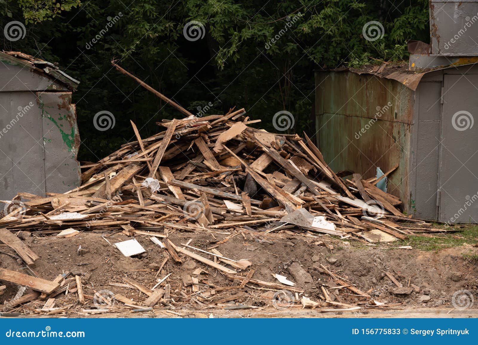 Construction Rubble after the Garage is Demolished Stock Image - Image ...