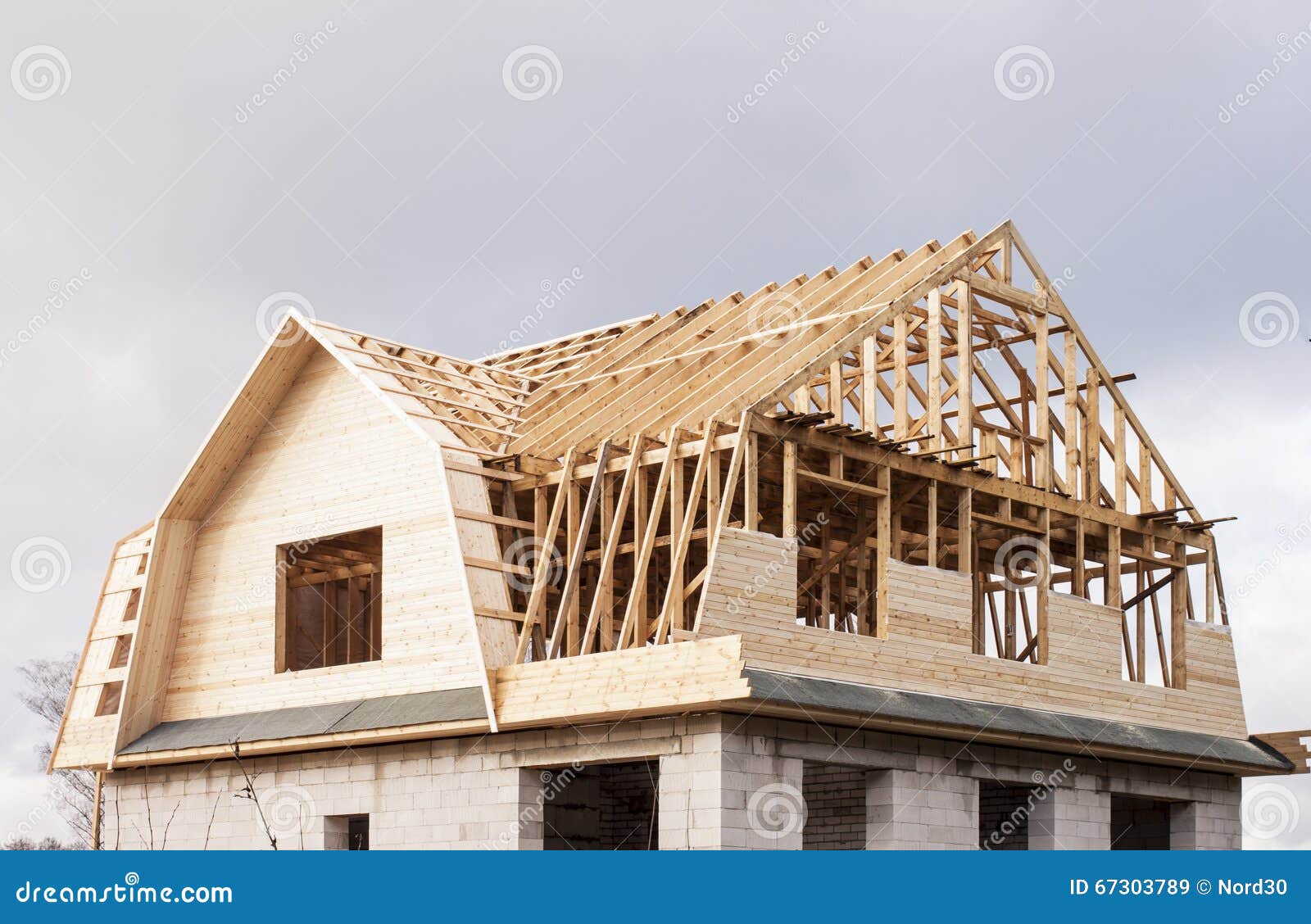 Construction of the Rural House Stock Image - Image of floor, beautiful ...