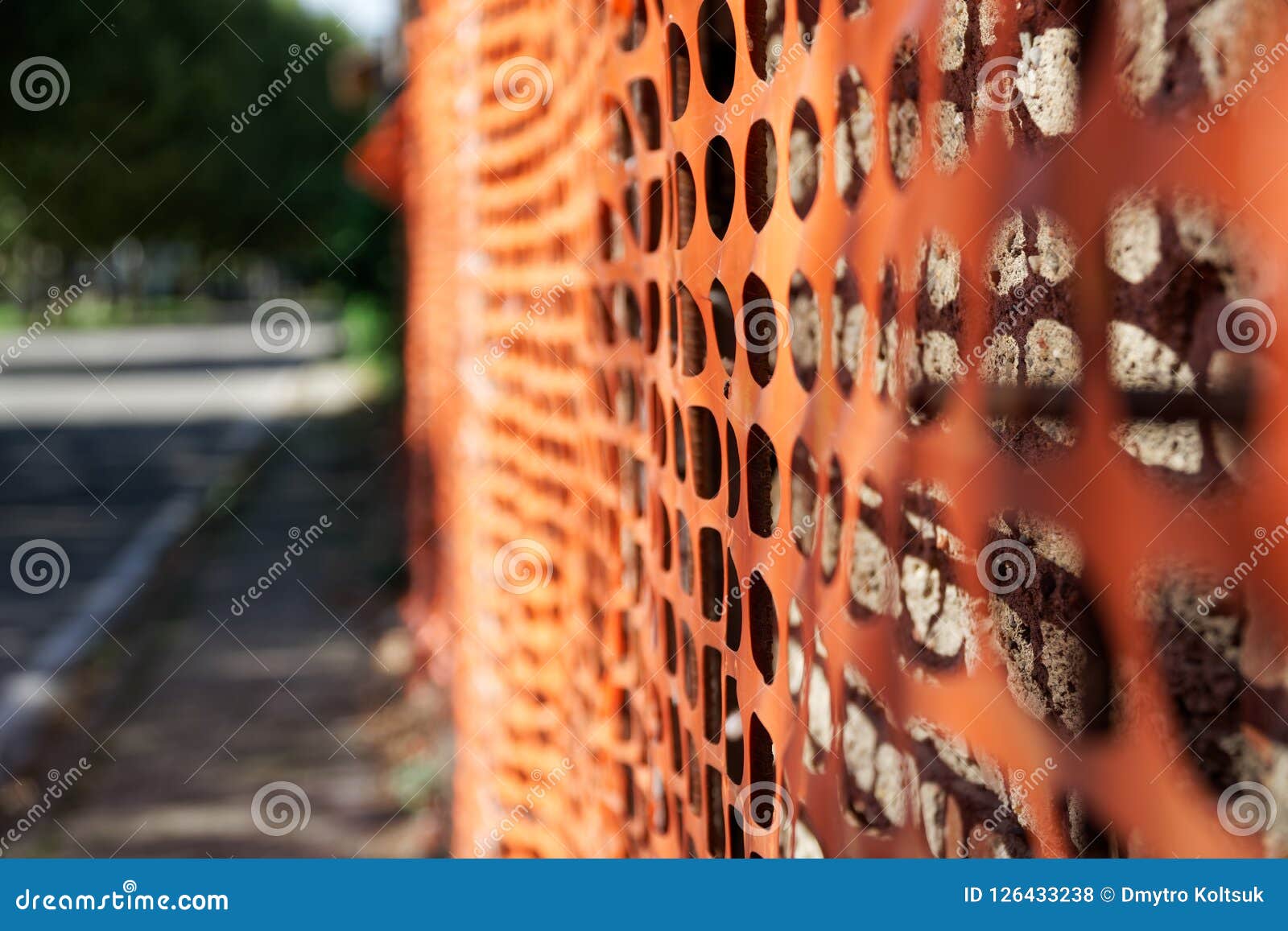 Construction Safety Fence, Orange Net Around Building Site Stock Photo ...