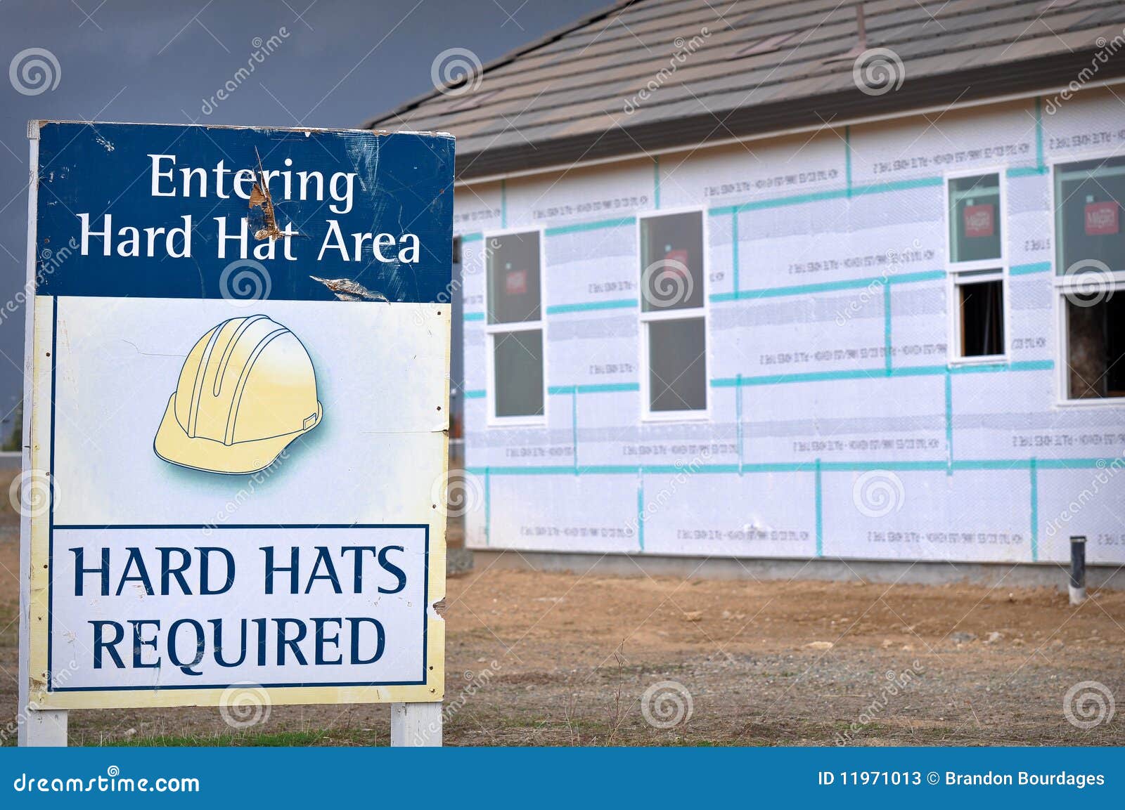 Construction Safety Hard Hat Sign Stock Image - Image of required ...
