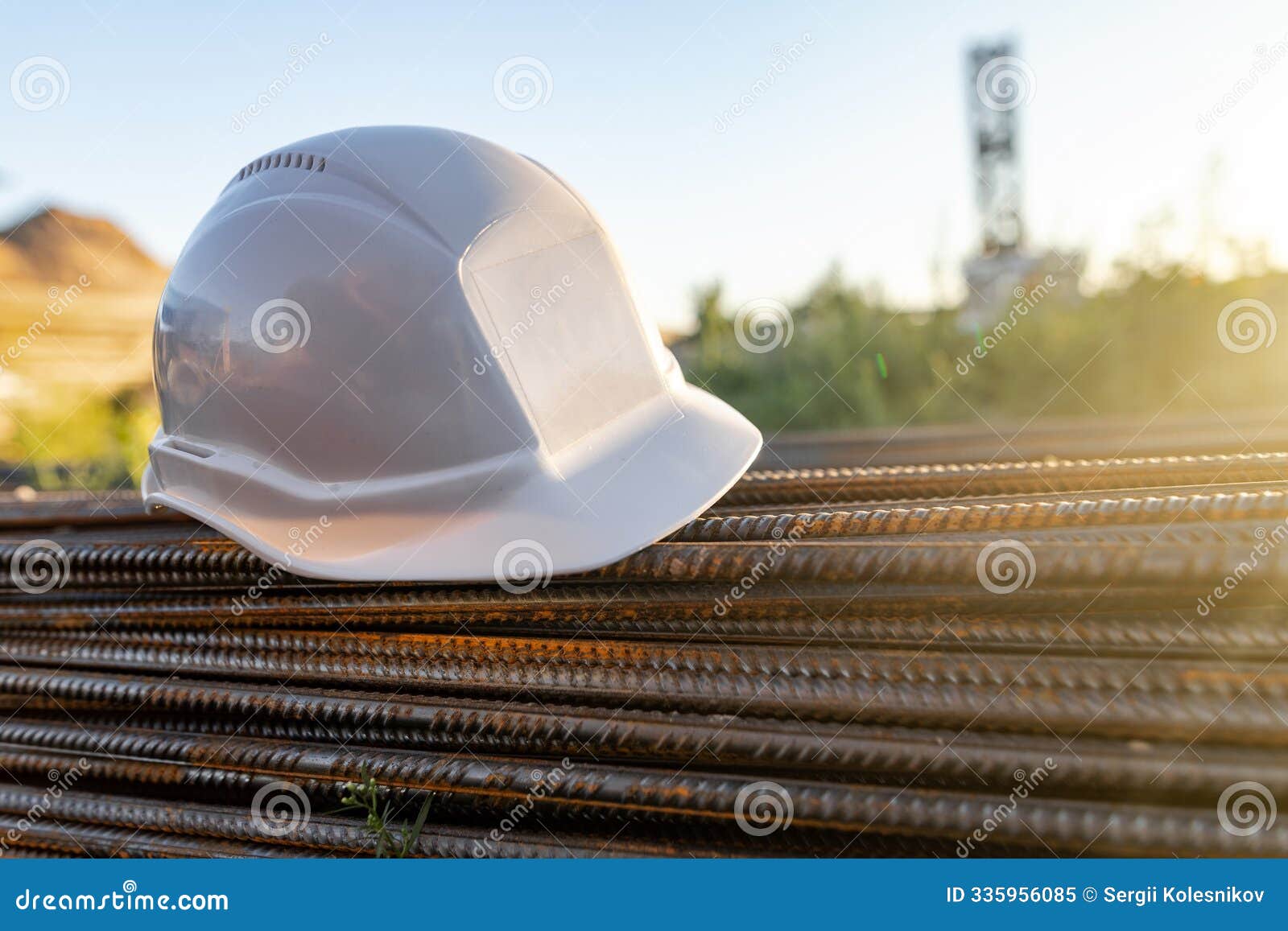Construction Safety Helmet at the Construction Site. Protection Concept ...