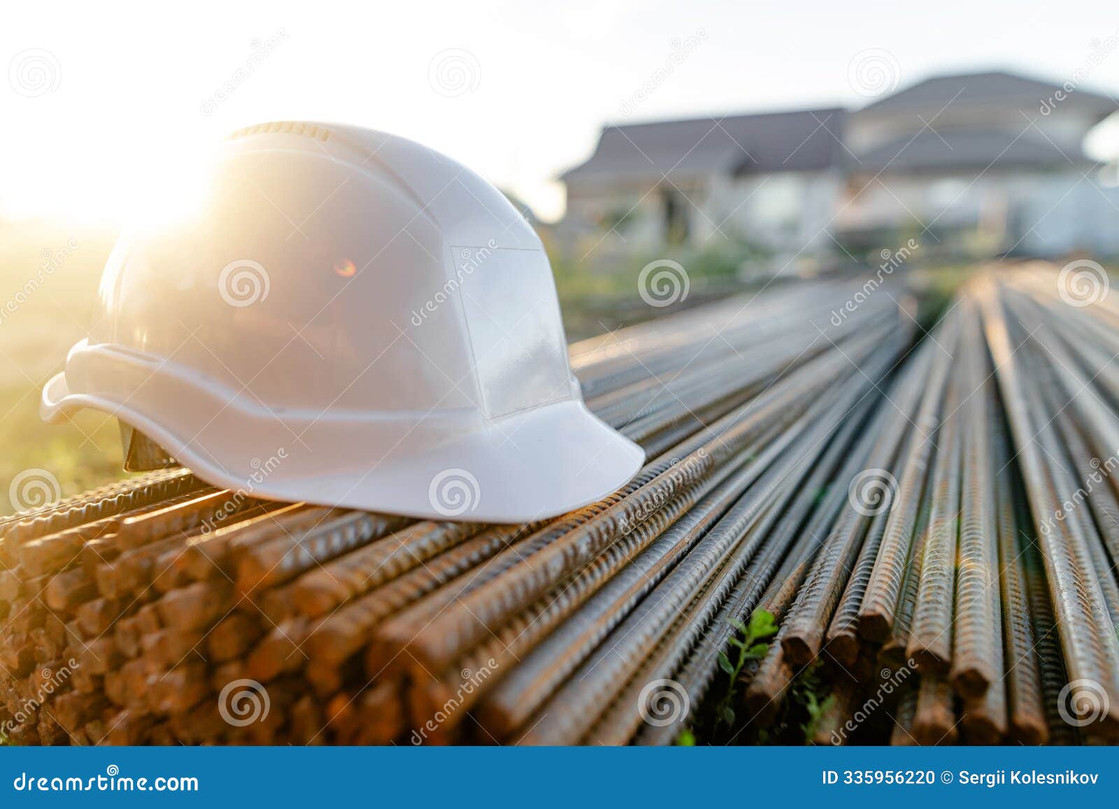 Construction Safety Helmet at the Construction Site. Protection Concept ...