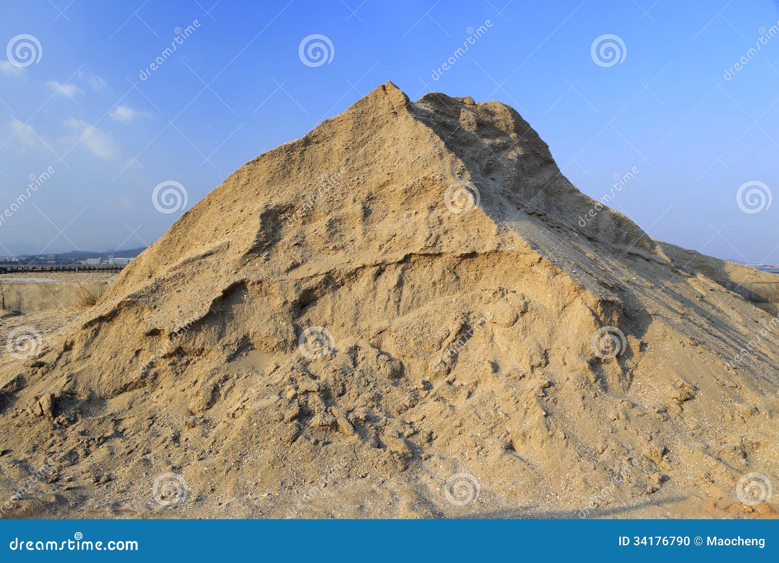 Construction sand pile stock photo. Image of soil, sand - 34176790