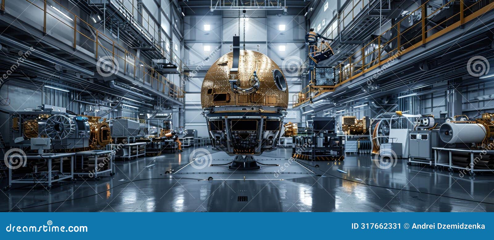 Construction of a Satellite in an Aerospace Technology Manufacturing ...