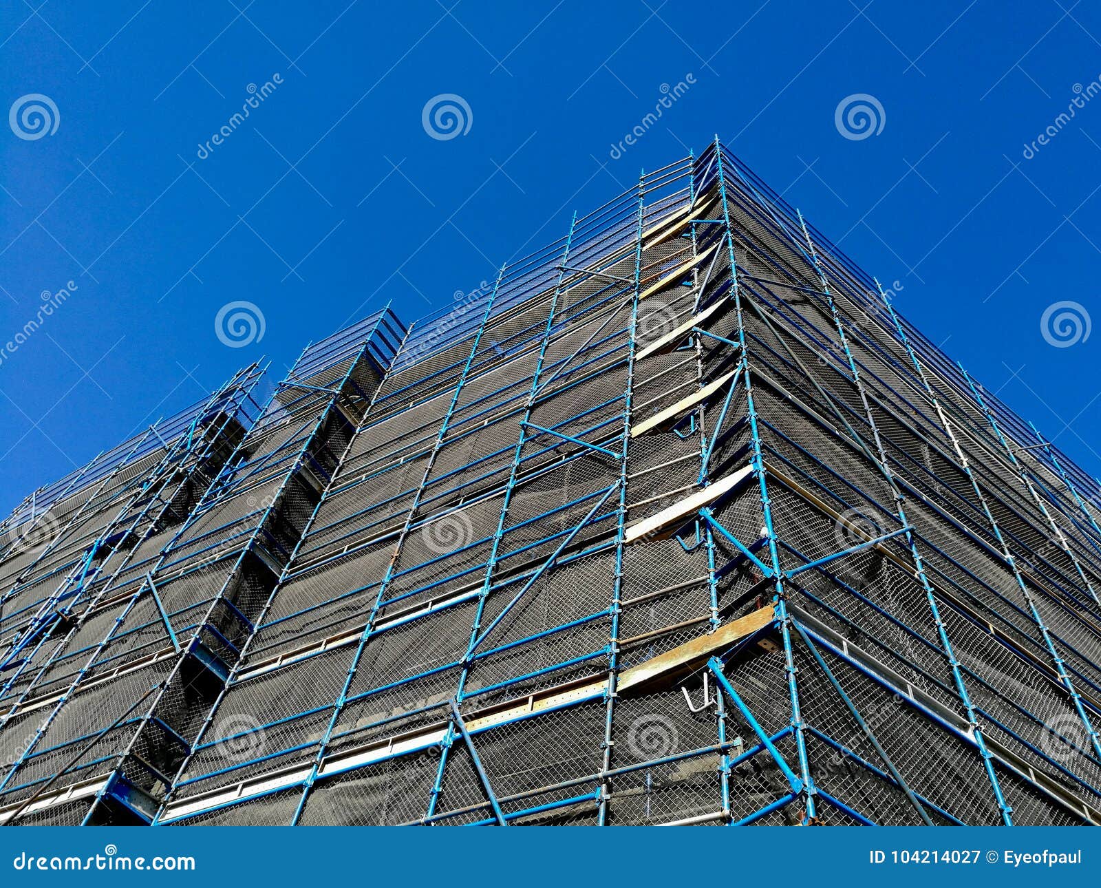 Construction Scaffolding of High Rise Apartment with Blue Sky Stock ...