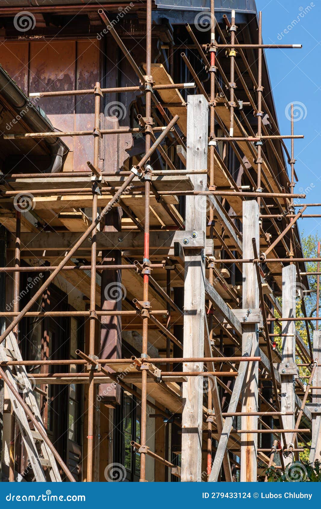Construction Scaffolding during the Construction of a House Stock Photo ...