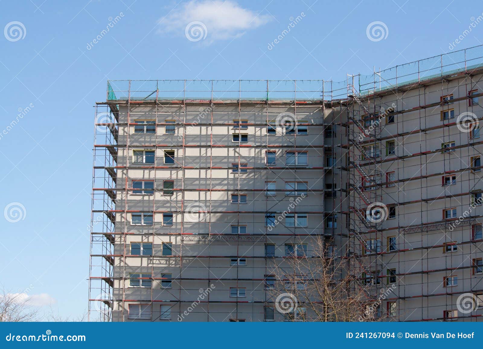 Construction Scaffolding on the Side of a Building Stock Photo - Image ...