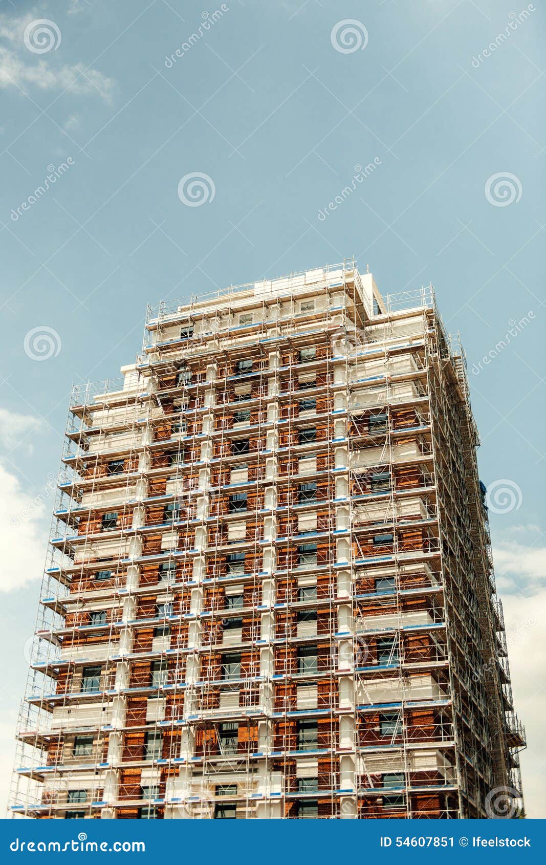 Construction Scaffolding on a Tall Skyscraper Building Stock Image ...