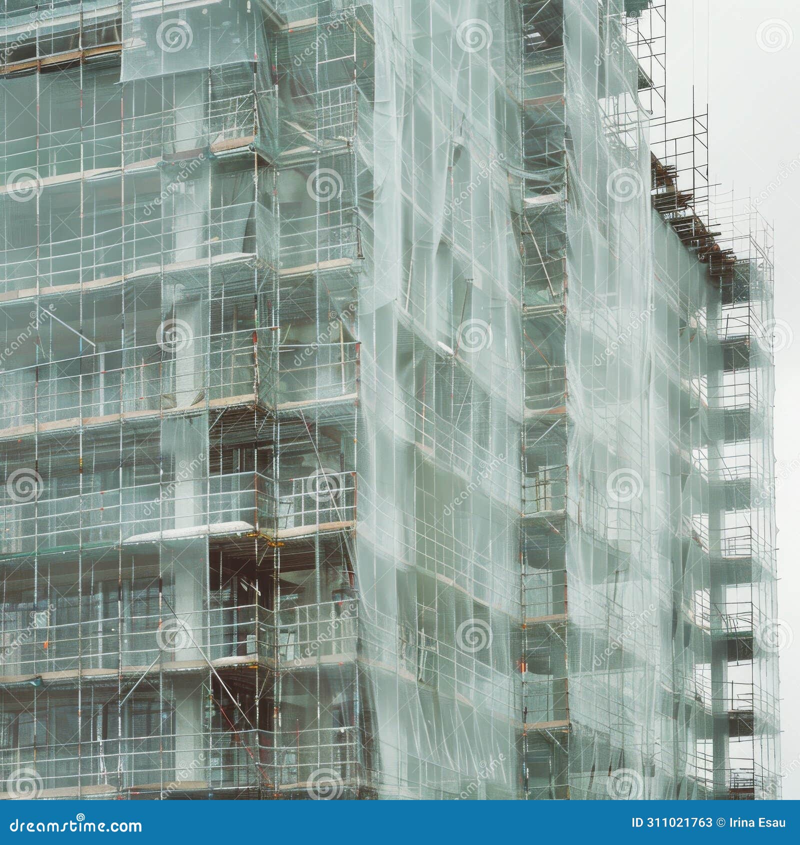 Construction Scaffolding White Mesh Stock Image - Image of building ...