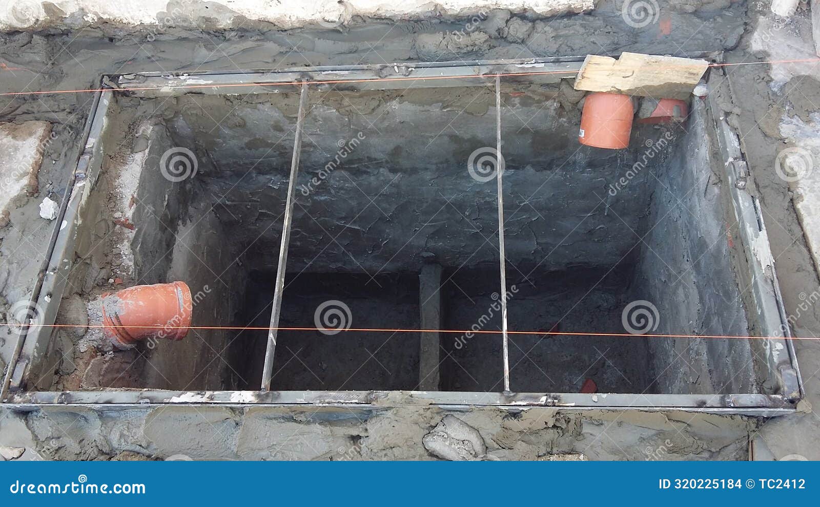 Construction of a Septic Chamber Stock Photo - Image of piping, tank ...