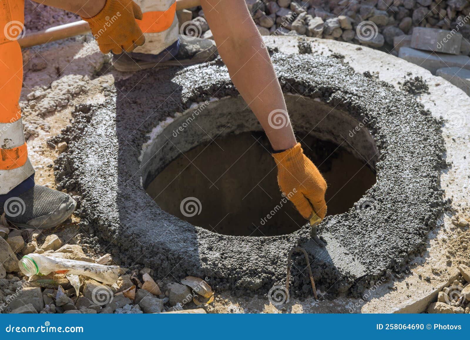 Construction of a Septic Tank Sewer Manhole Sewage Reconstruction ...