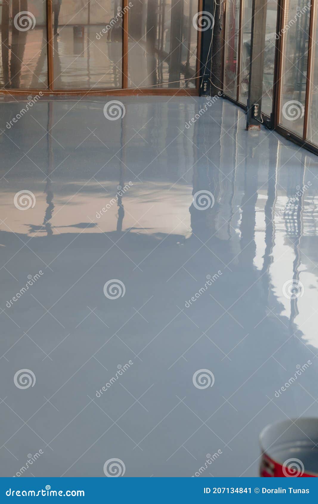 Construction Series: Work in Progress with Epoxy Flooring Stock Image ...