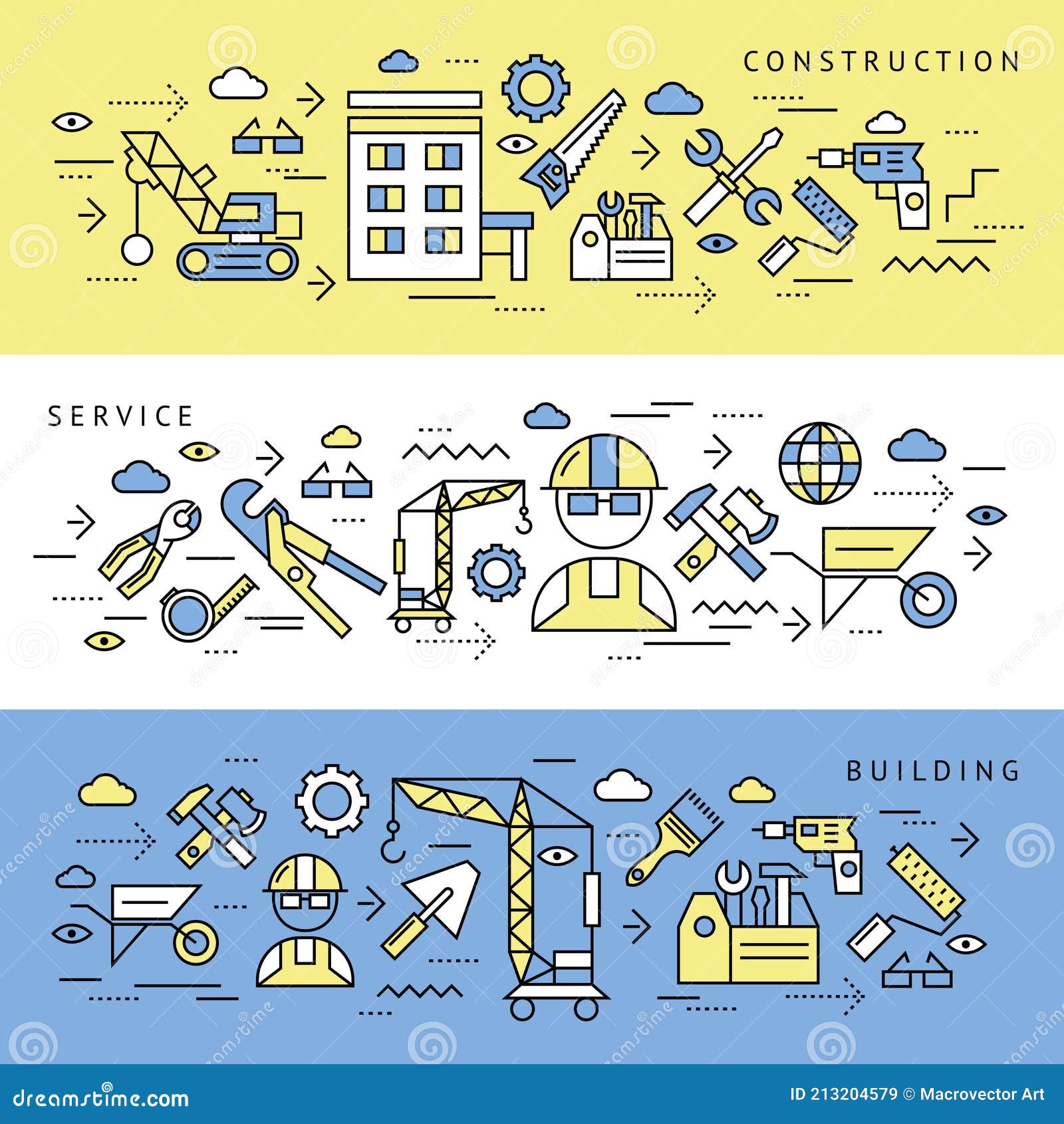 Construction Service Banners Set Stock Vector - Illustration of ...