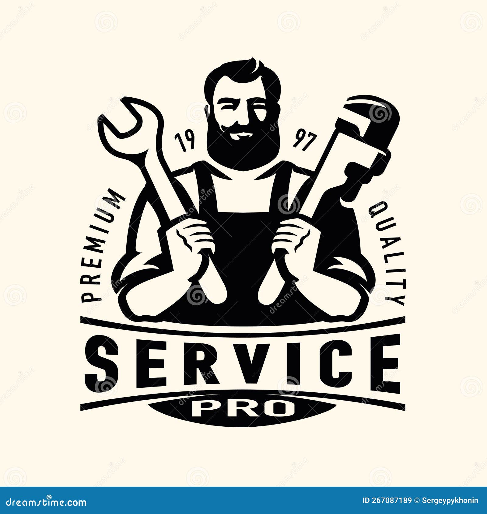 Construction Service, Building Emblem or Logo. Builder with Tools ...