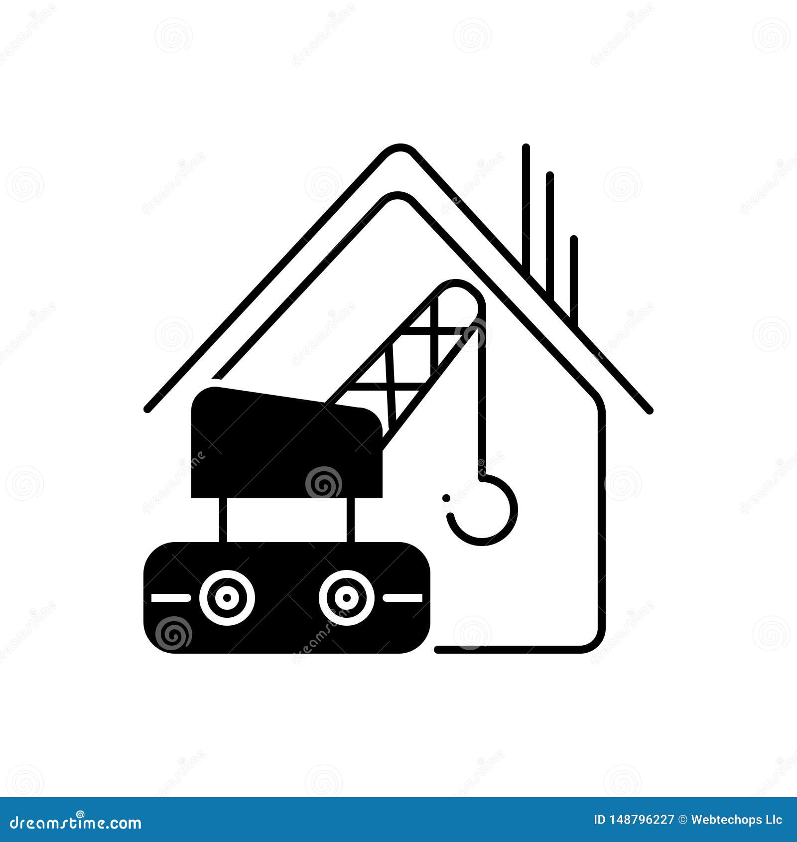 Black Solid Icon for Construction, Services and Crane Stock Vector ...