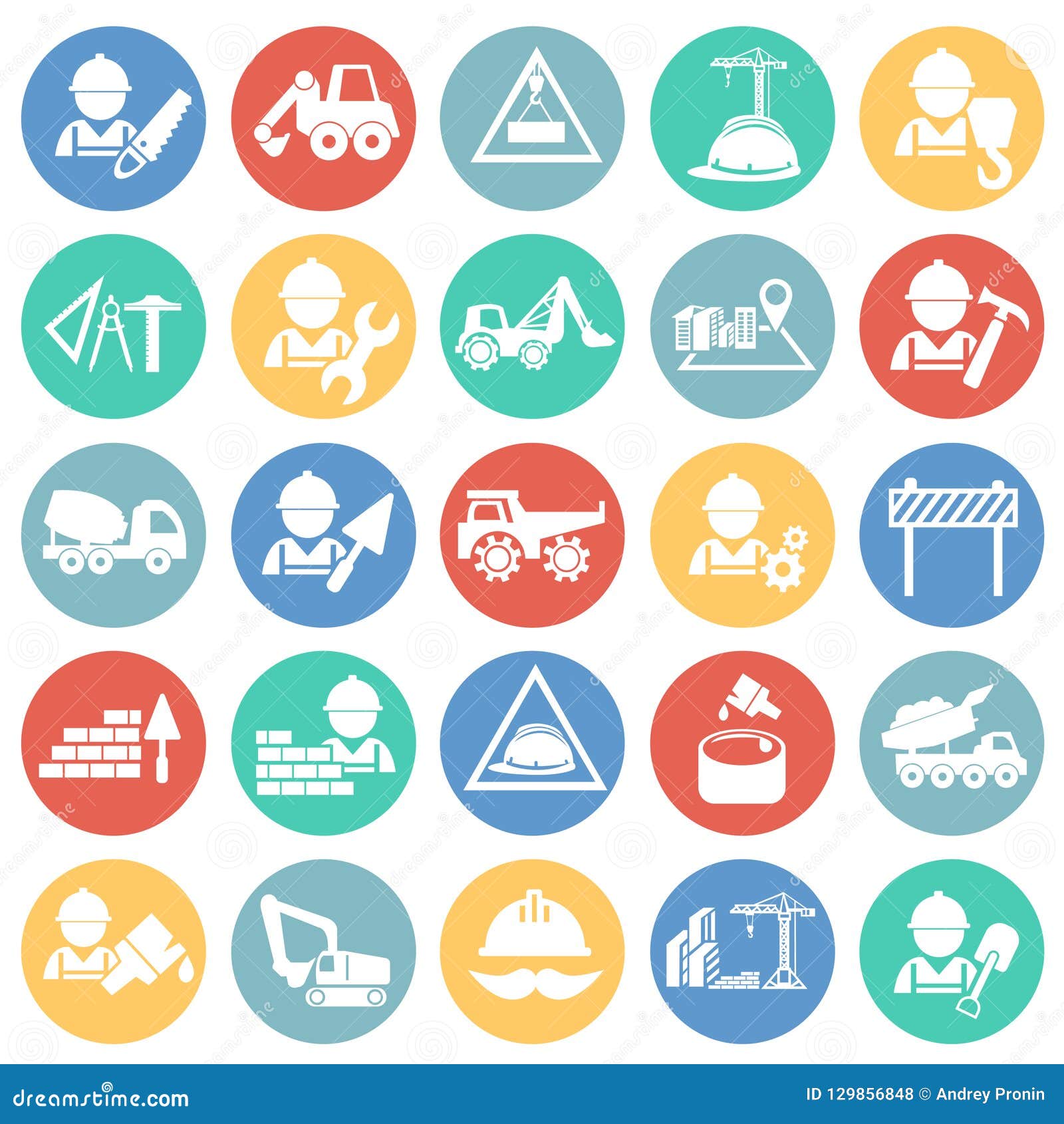 Construction Set on Color Circles White Background Stock Vector ...