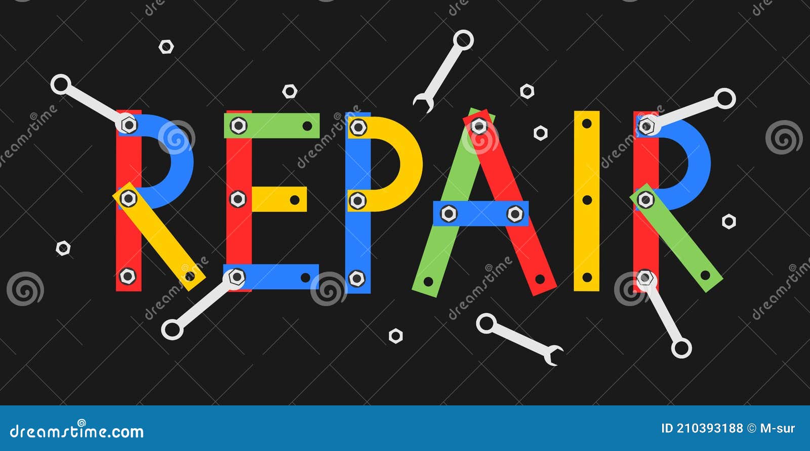 Construction Set and Repair Tools As Letters, Text and Word. Stock ...