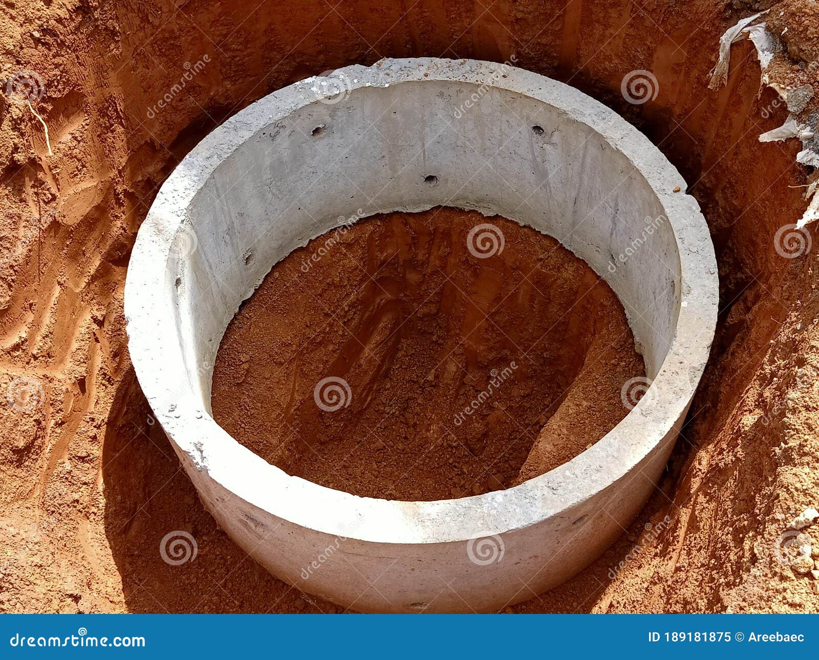 Construction of sewage pit stock image. Image of iron - 189181875