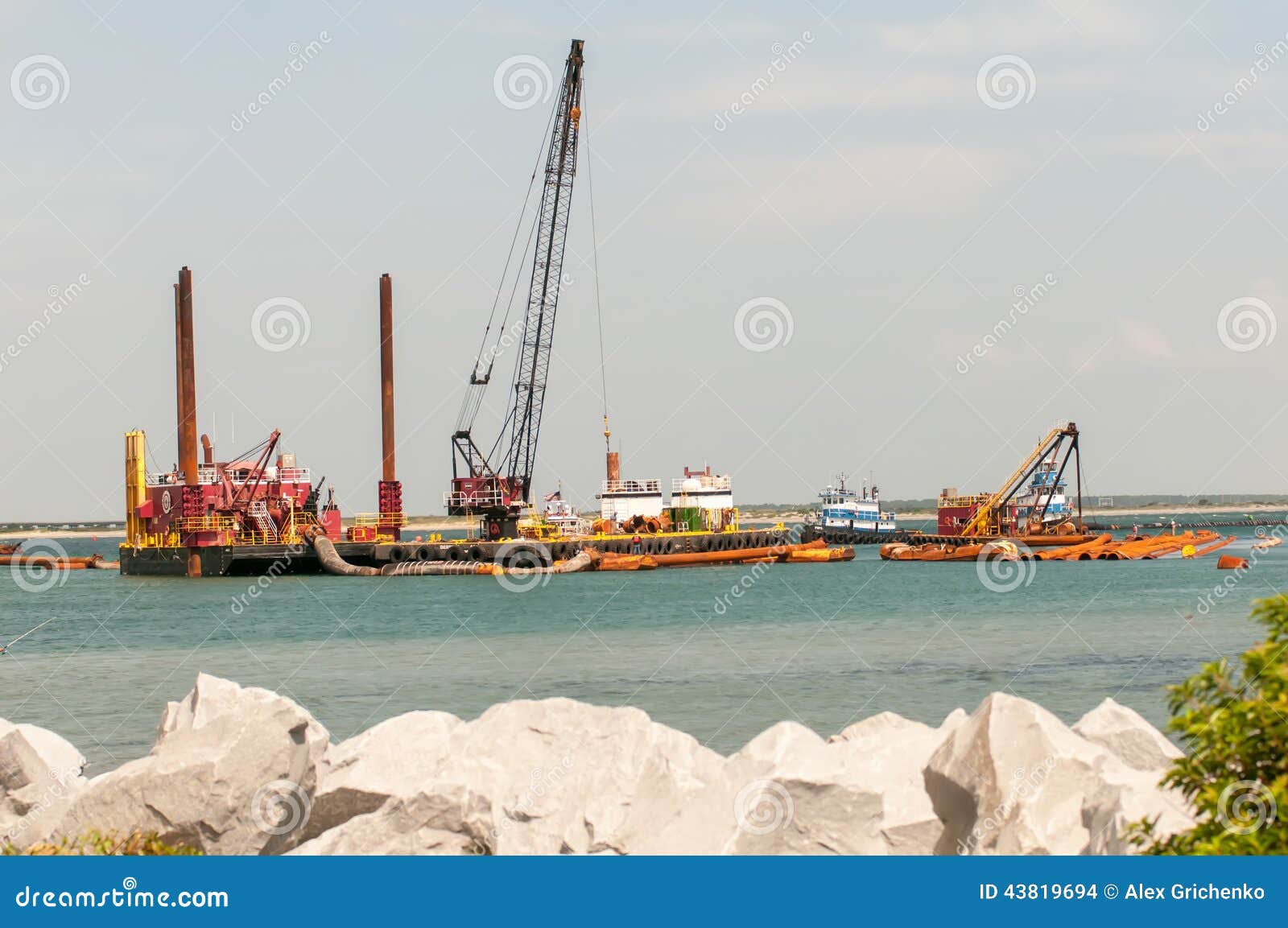 Construction Ships in Oregon Inlet Outer Banks Stock Photo - Image of ...
