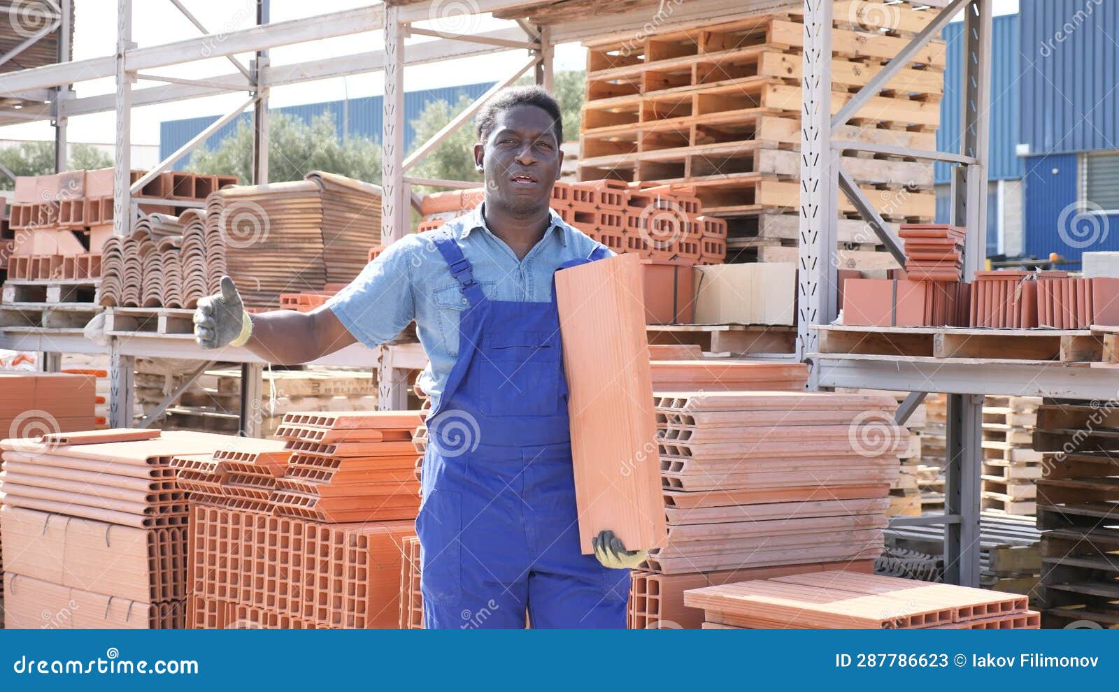 Construction Shop Worker Stacks Bricks on an Open-air Site Stock Video ...