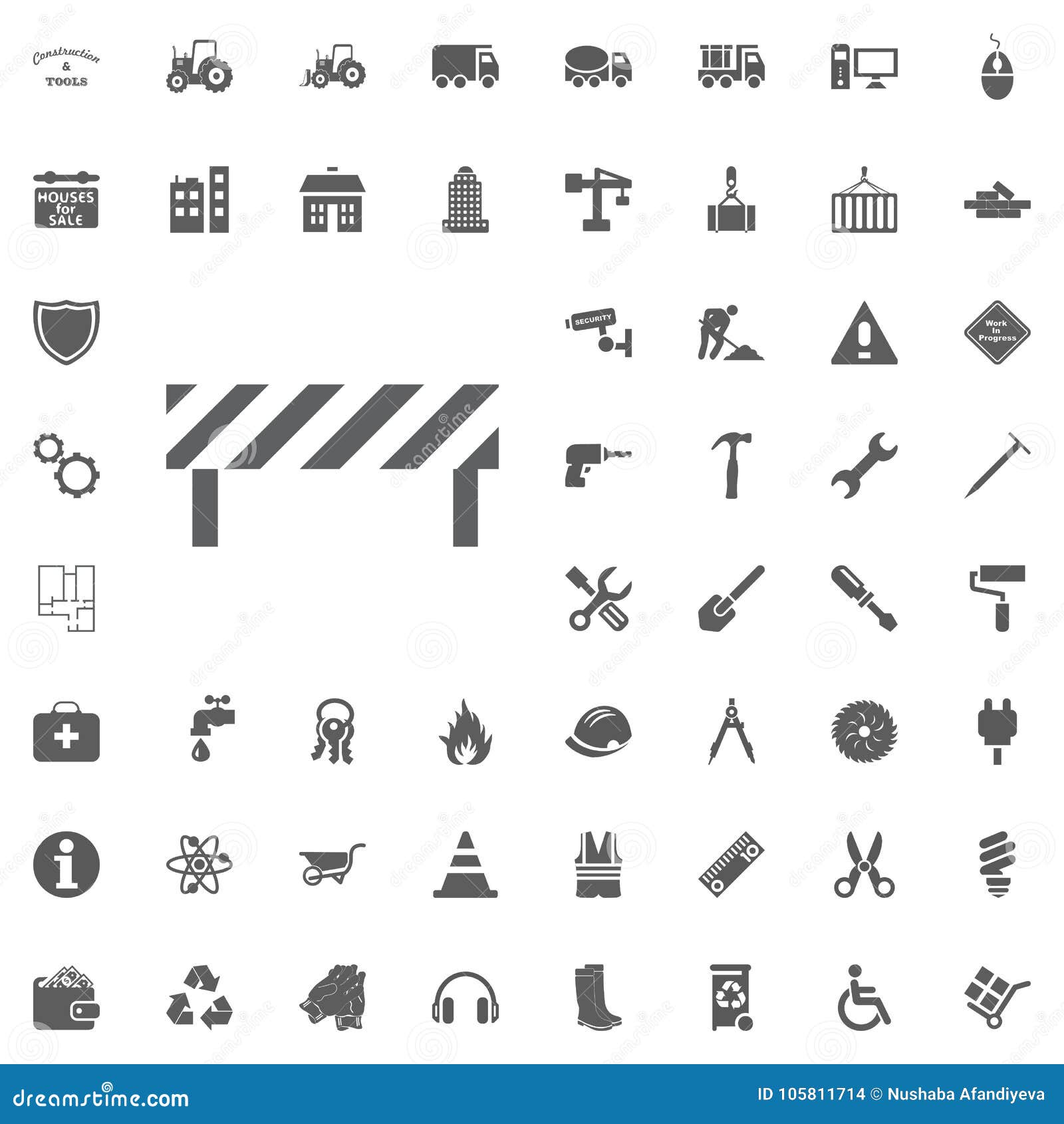 Construction Side Warning Icon. Construction and Tools Vector Icons Set ...