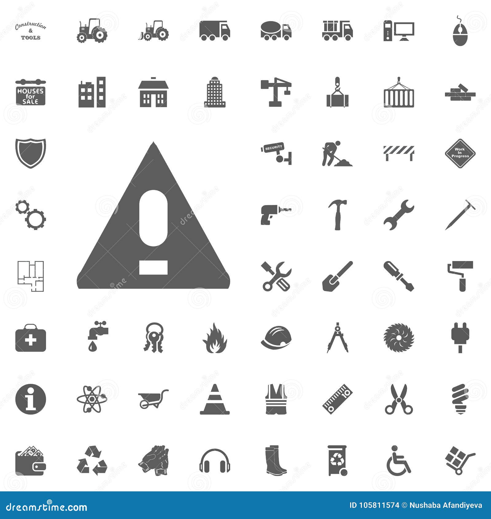 Construction Side Warning Icon. Construction and Tools Vector Icons Set ...
