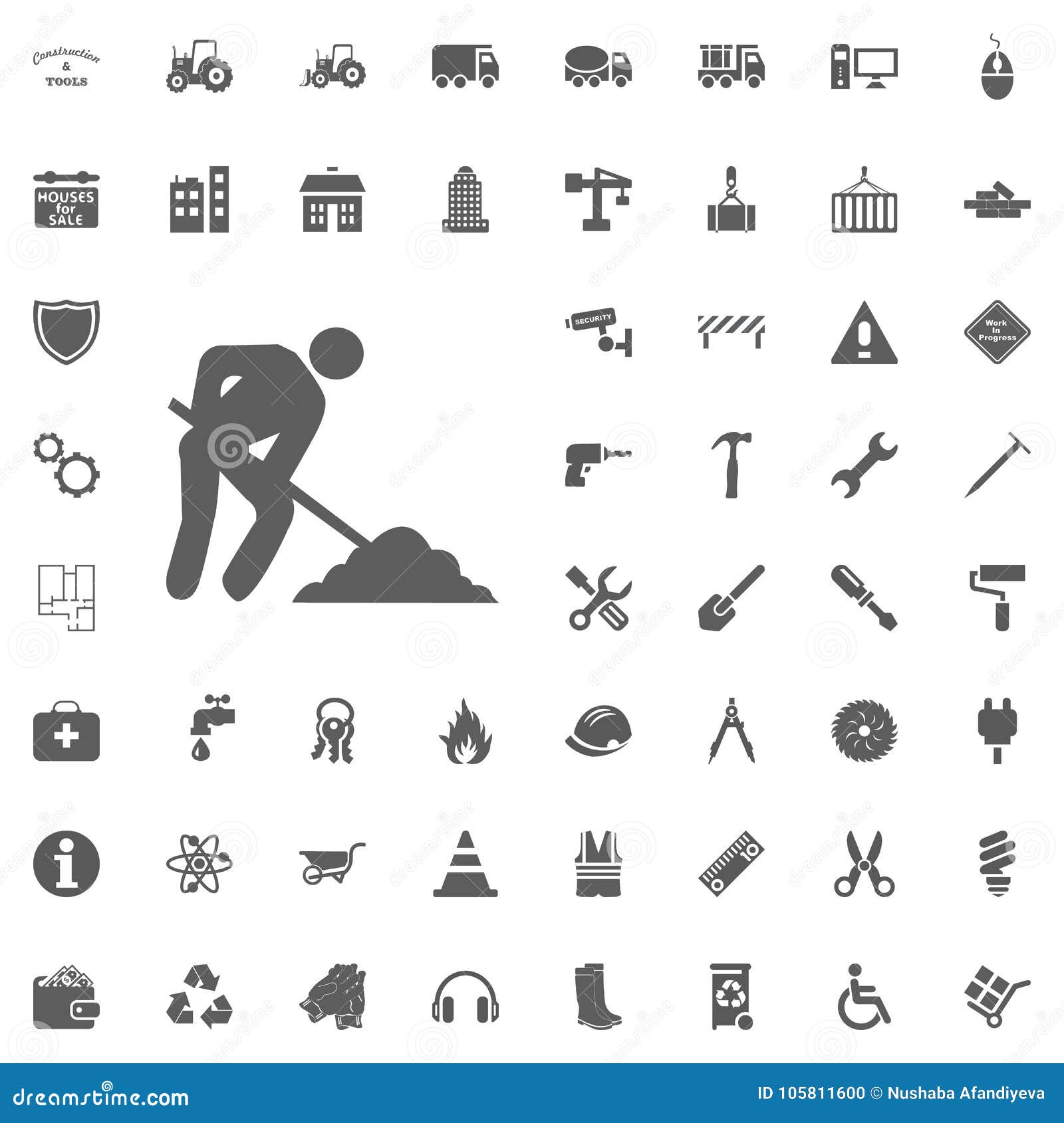 Construction Side Worker Icon. Construction and Tools Vector Icons Set ... Construction Side Worker Icon. Construction and Tools Vector Icons Set ...