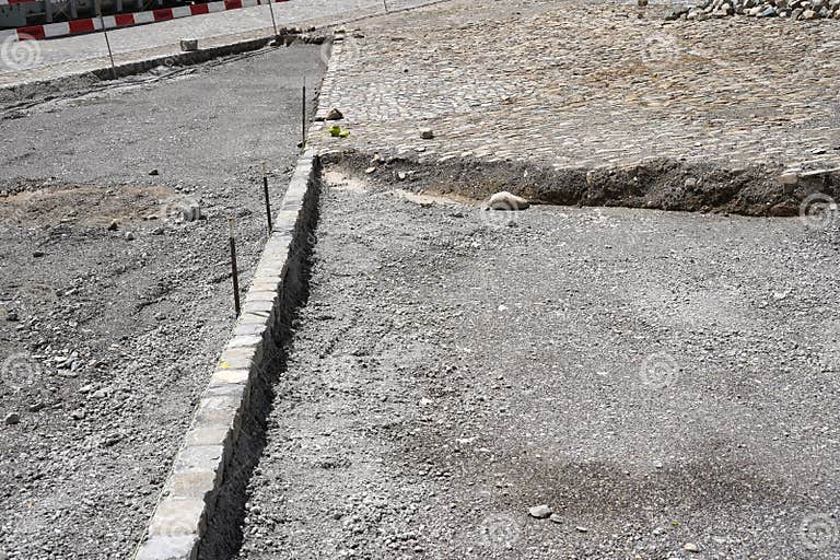 Construction of a Sidewalk. Example of Civil Engineering Stock Image ...