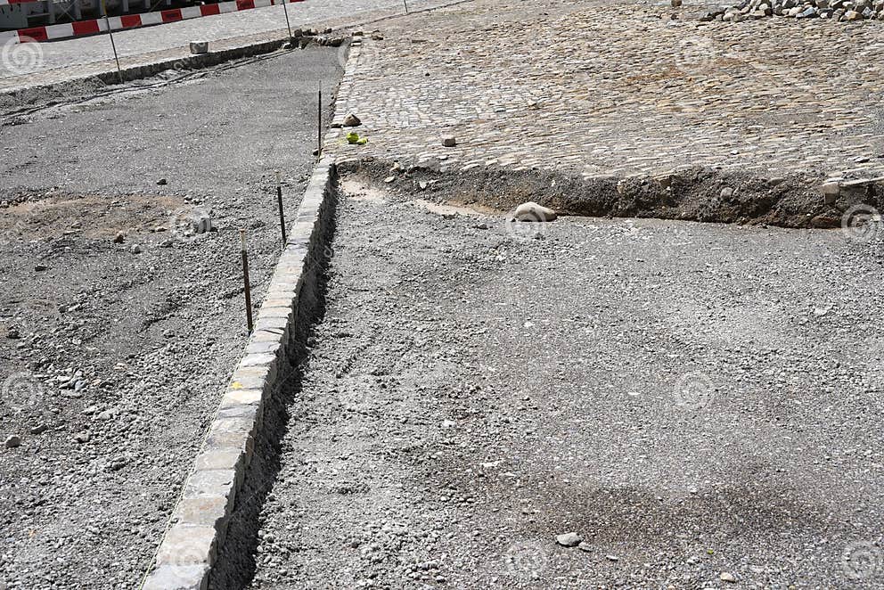 Construction of a Sidewalk. Example of Civil Engineering Stock Image ...