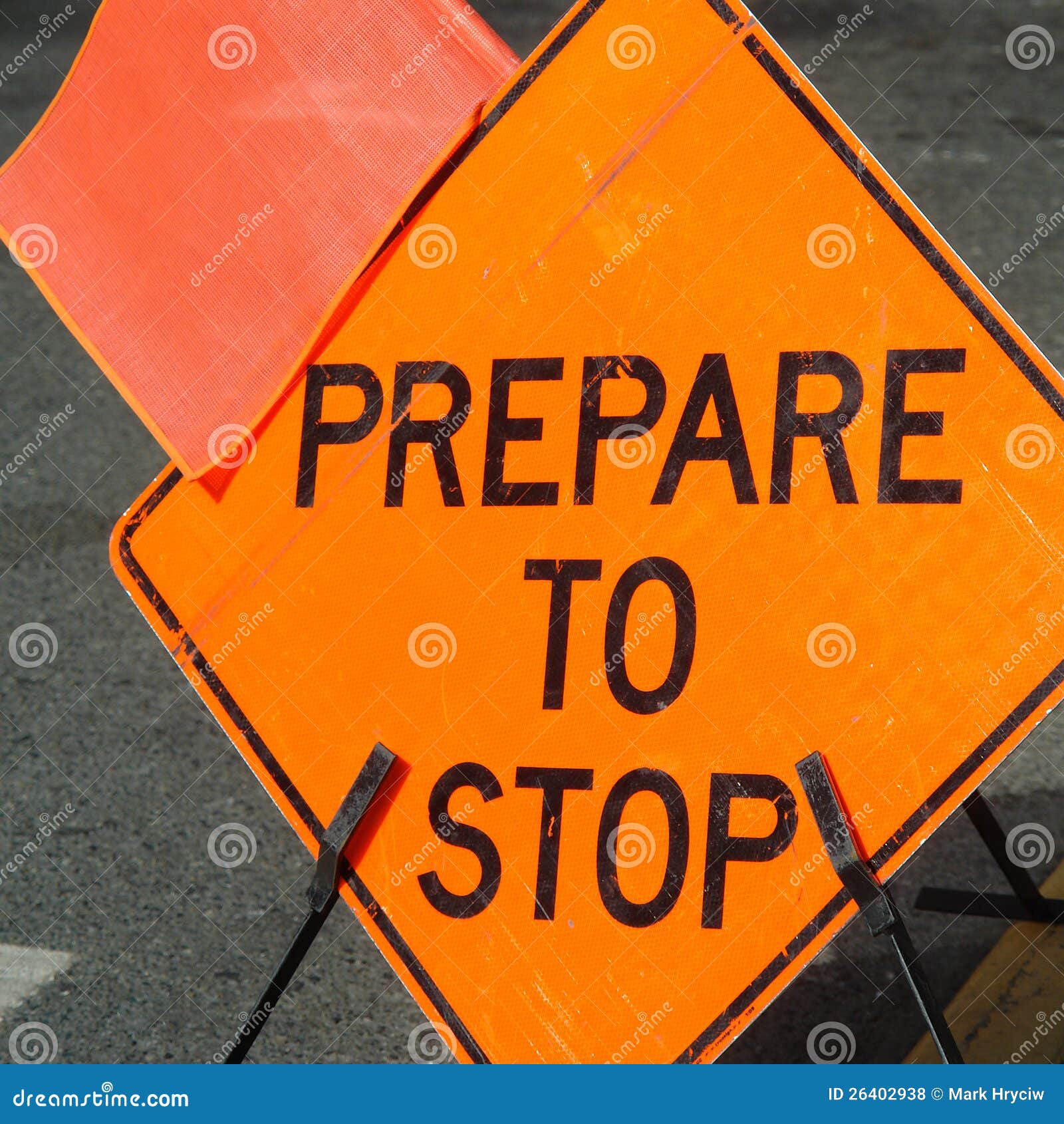 Construction Sign With Yellow Orange Siren Light Rotary Warning Light ...