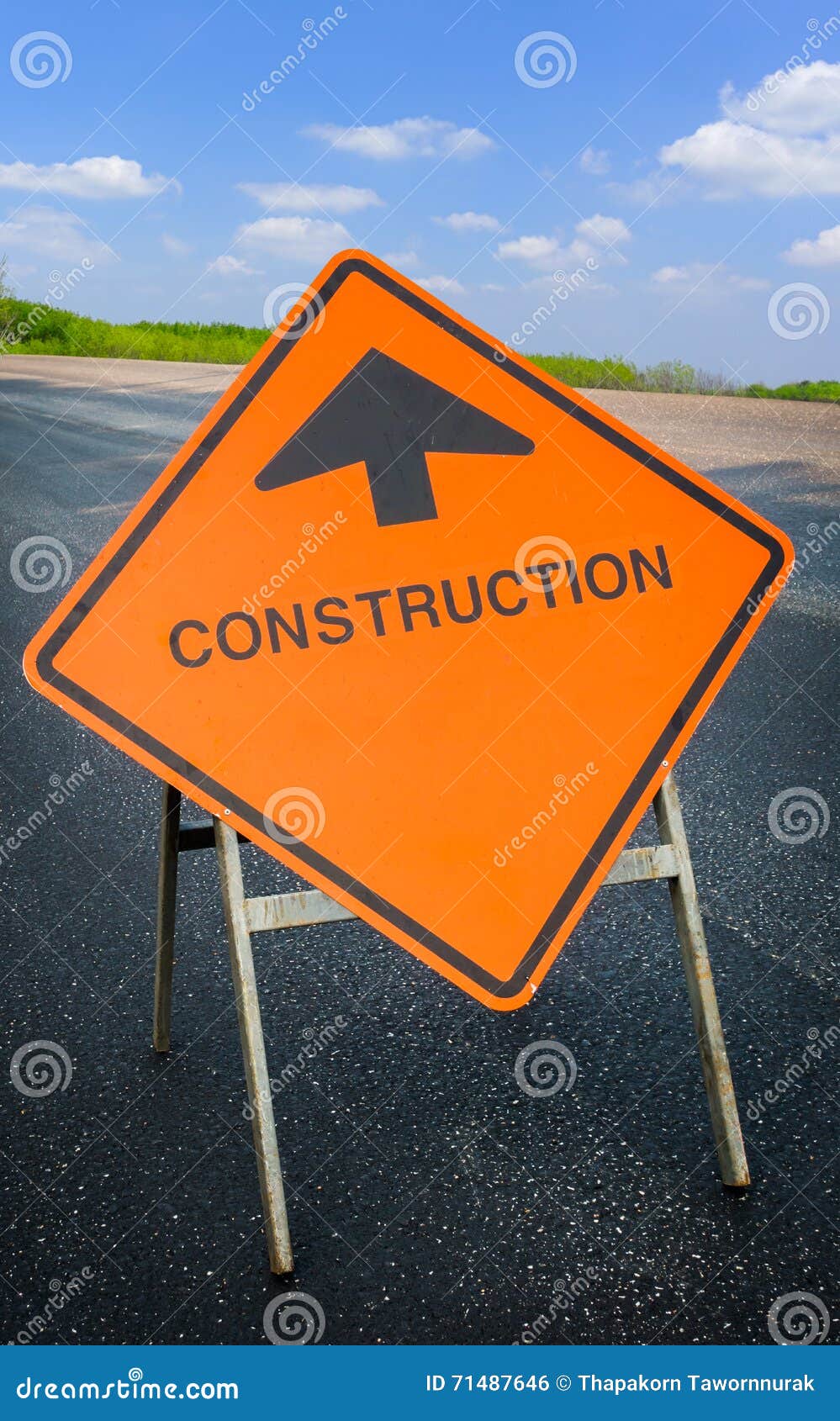 Construction Sign Beware Car Stock Photo - Image of cone, safety: 71487646