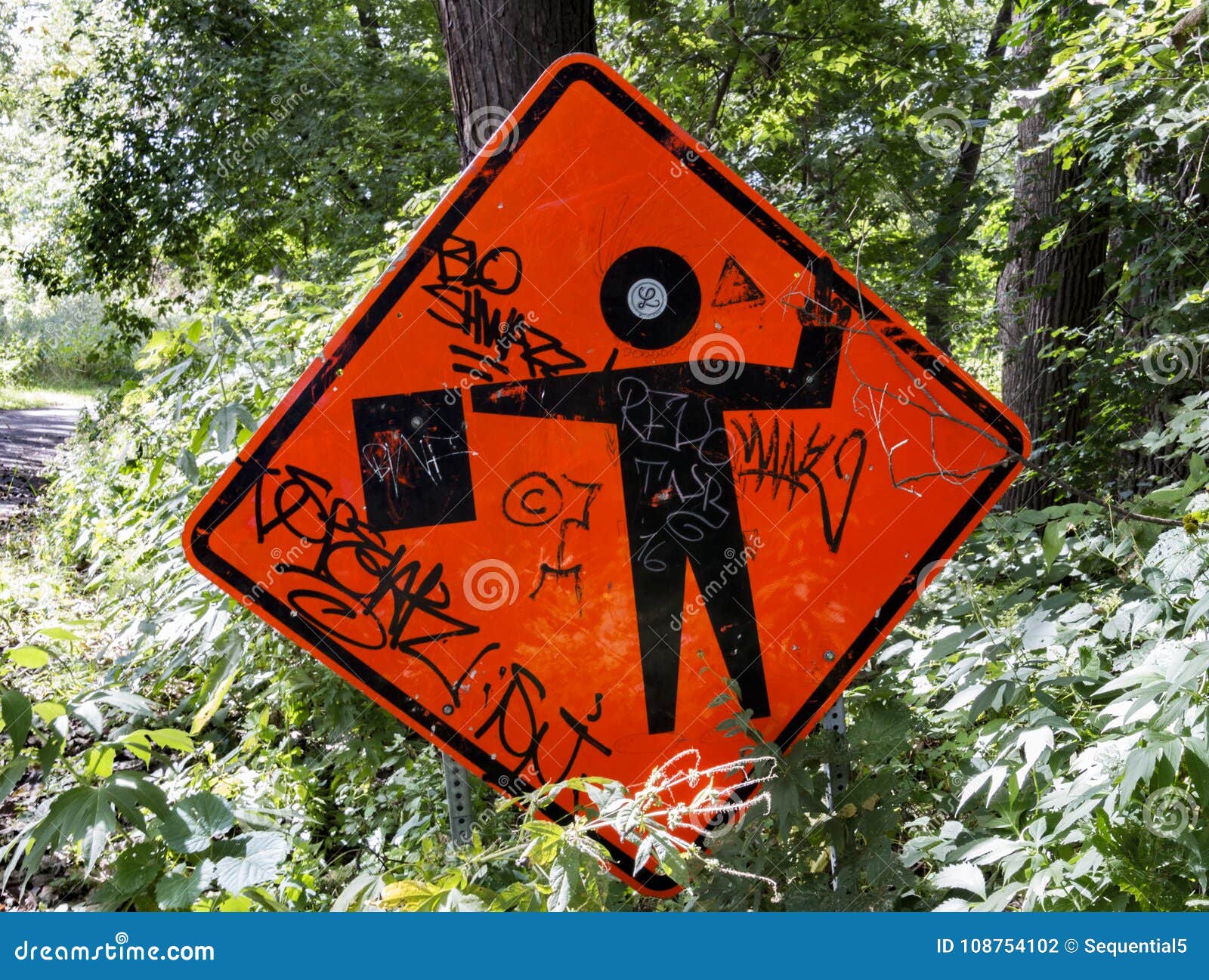 Graffiti In The Forest. Figure Lizard On Nature. City Park. Street Art ...