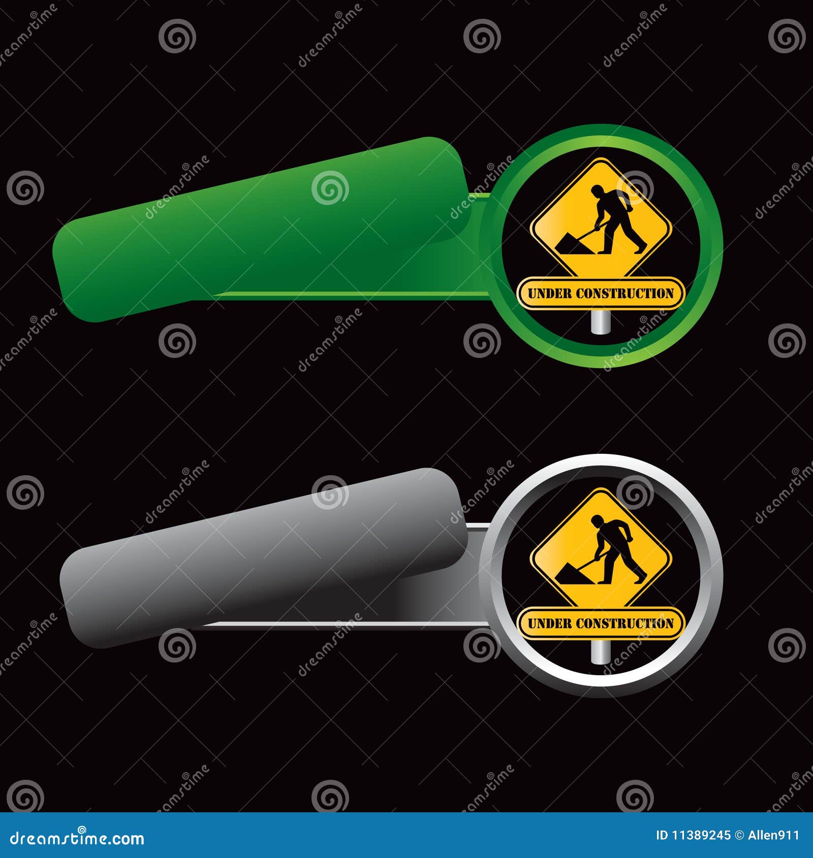 Construction Sign on Green and Gray Tilted Ads Stock Vector ...