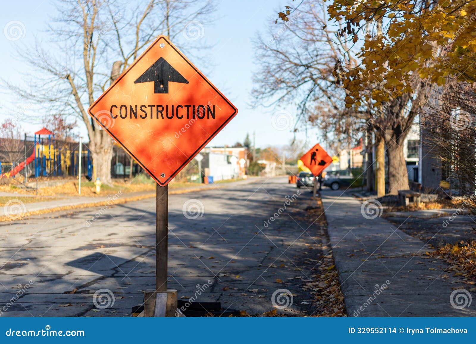 Construction Sign on the Road in Ottawa, Canada Stock Photo - Image of ...