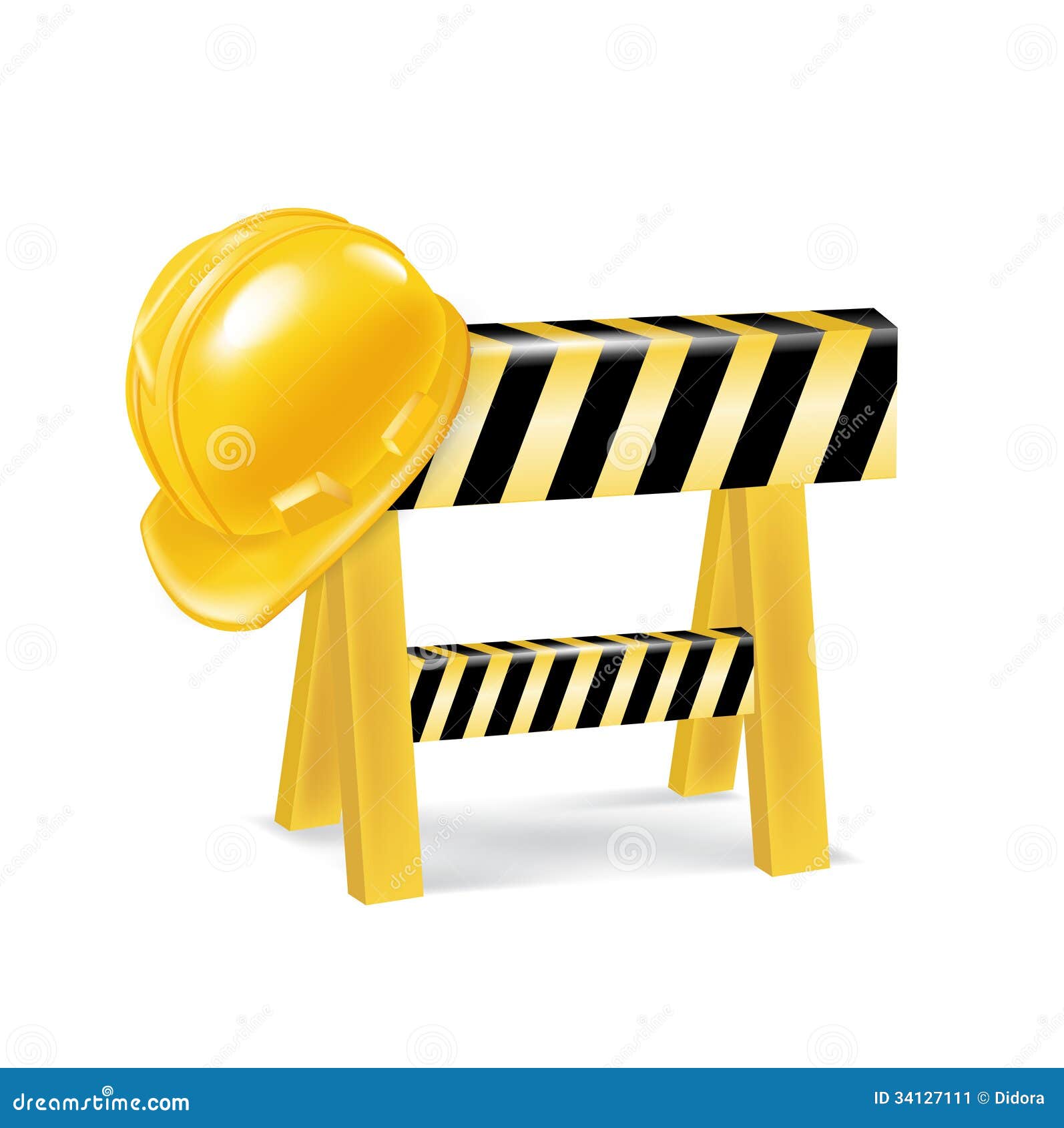 Construction Sign and Worker S Hard Hat Stock Illustration ...