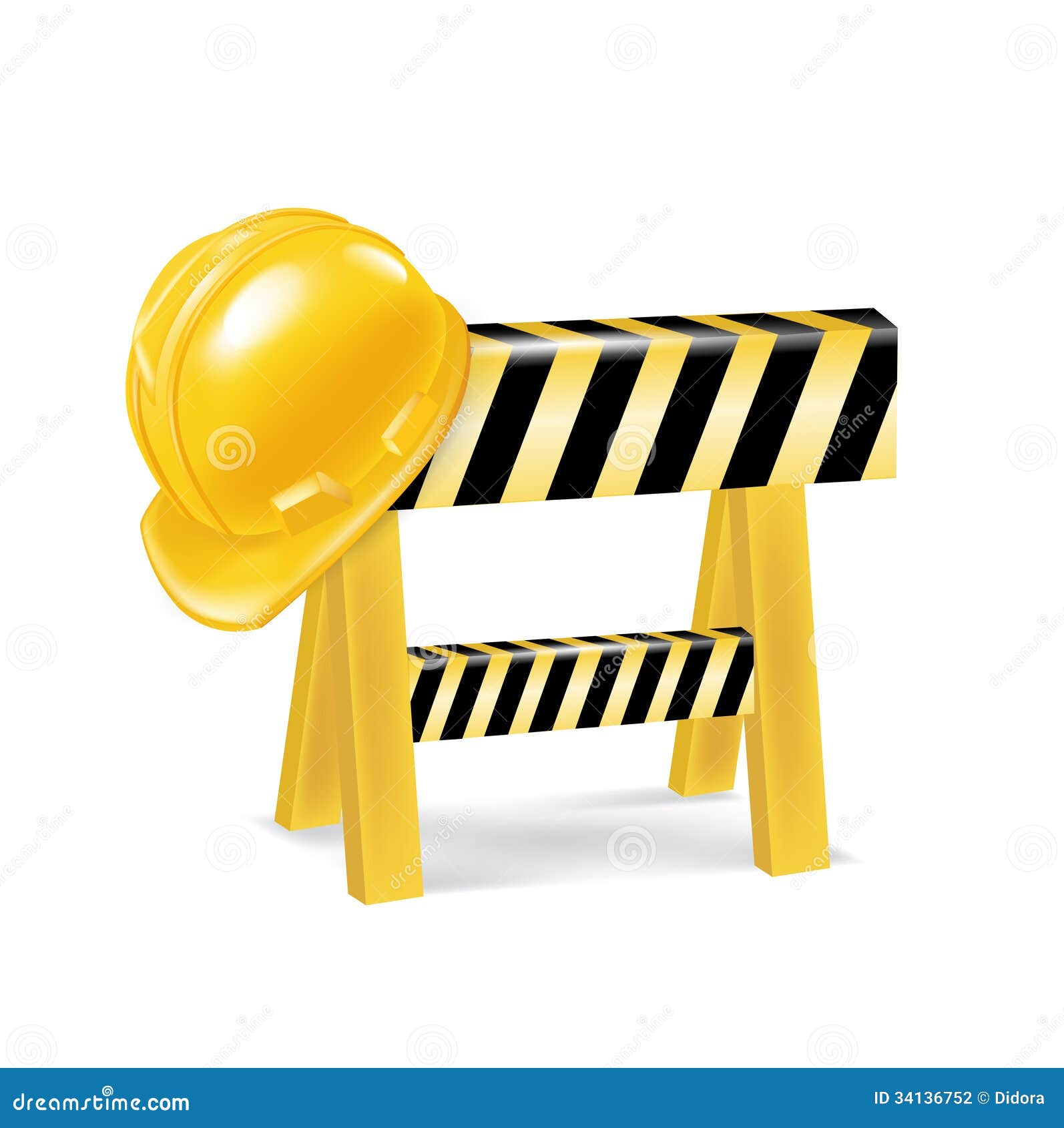 Construction Sign and Worker S Hard Hat Stock Illustration ...