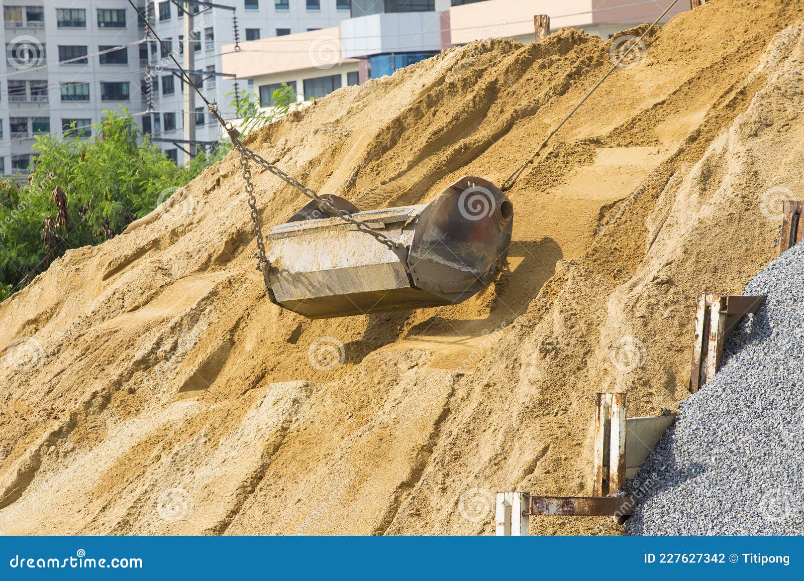 Construction Silo and Sand Pile for Building Construction Stock Photo ...