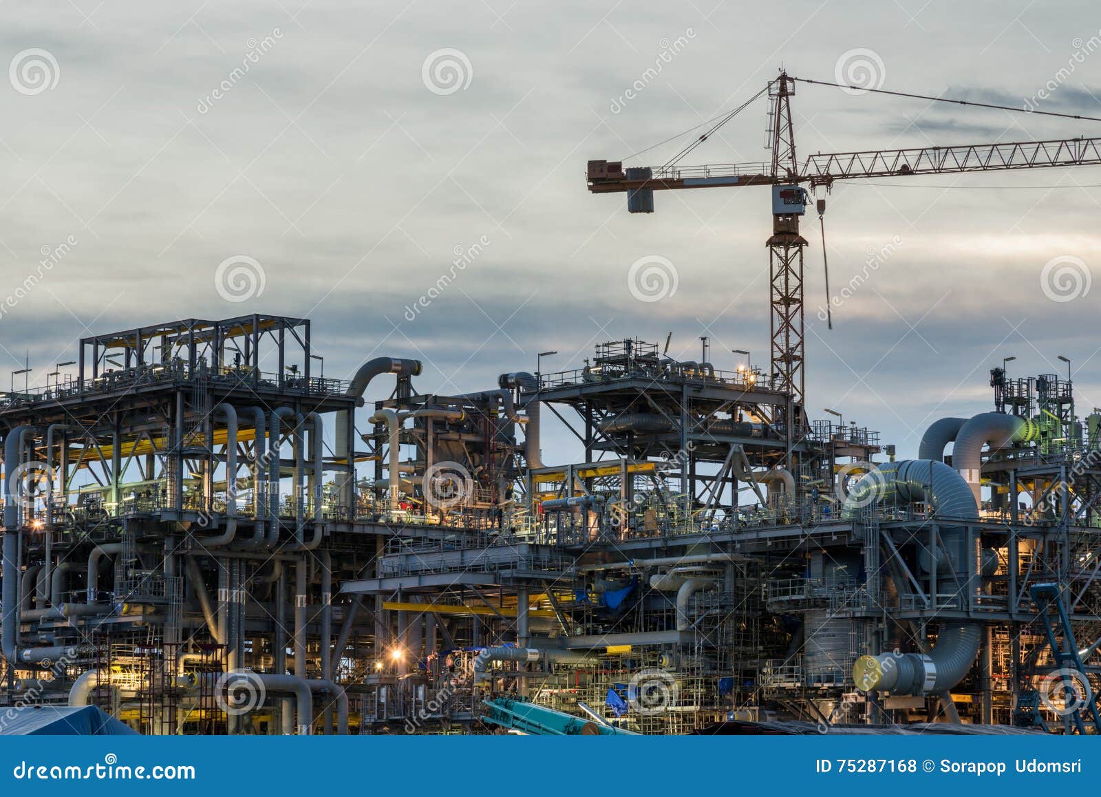 Construction Sit of Oil Refinery Stock Photo - Image of power, fuel ...