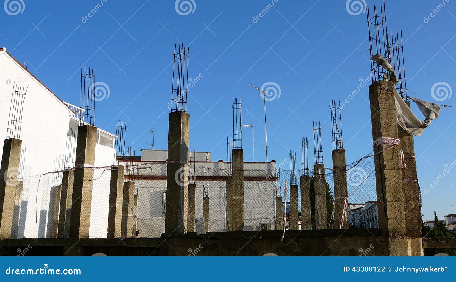 Construction site stock photo. Image of spanish, pillars - 43300122