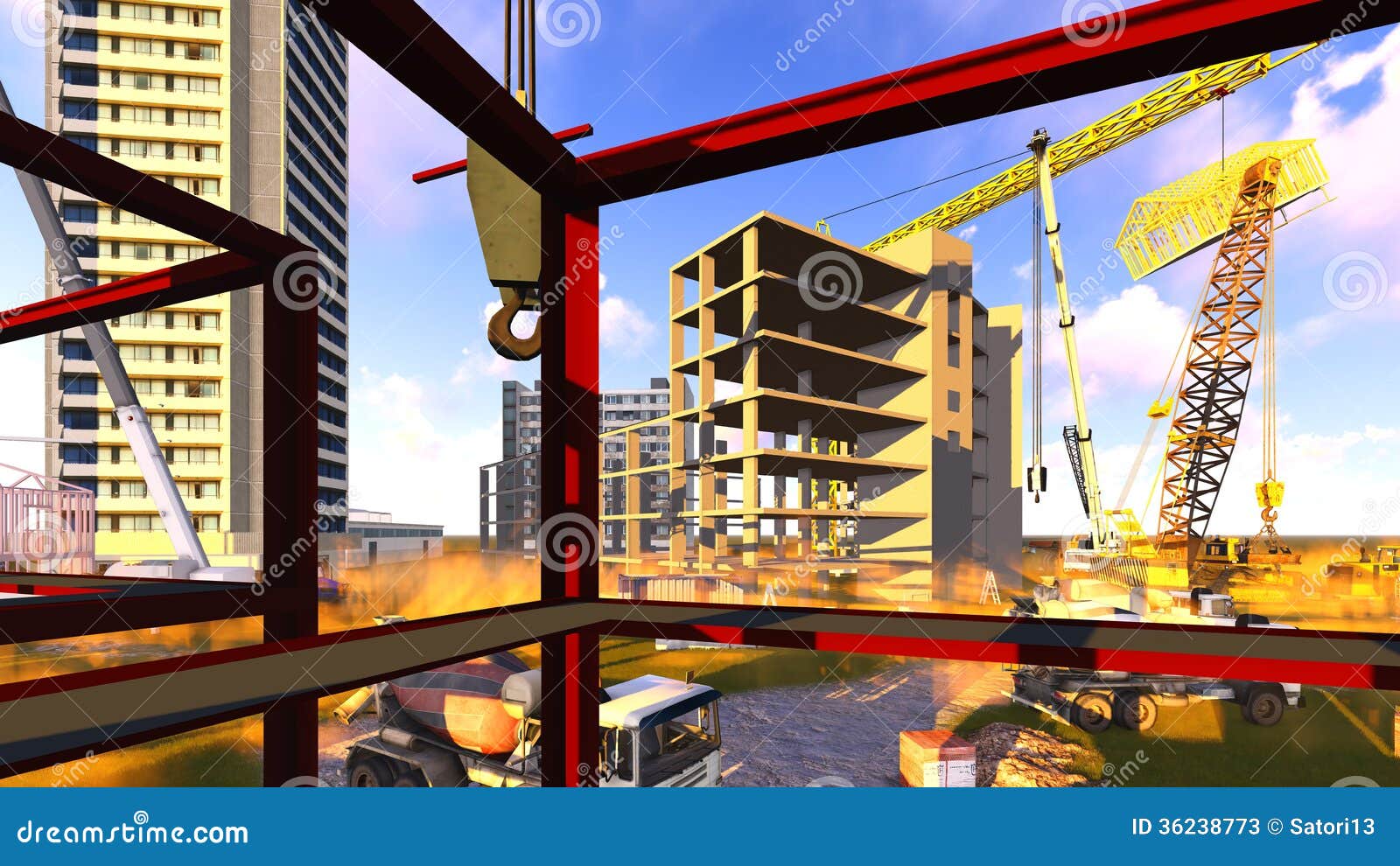 Construction site stock illustration. Illustration of offices - 36238773