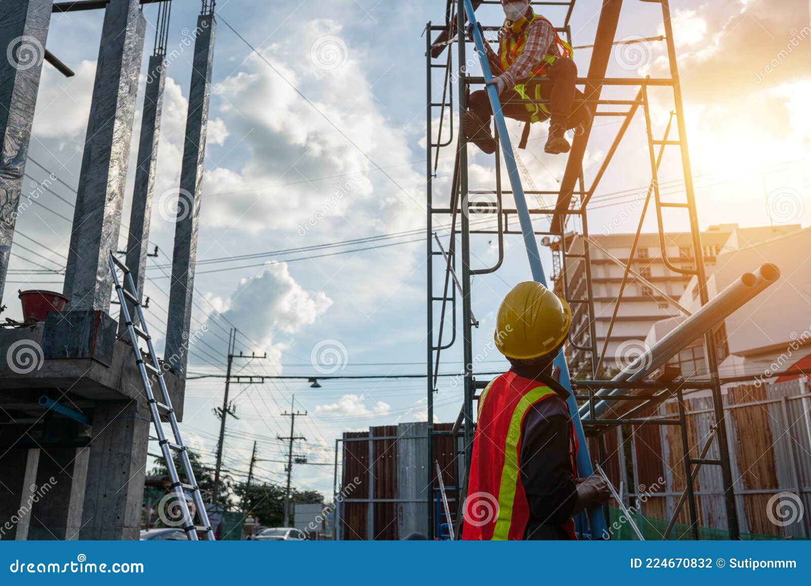 Construction Site Activity Worker on the Construction Stock Photo ...