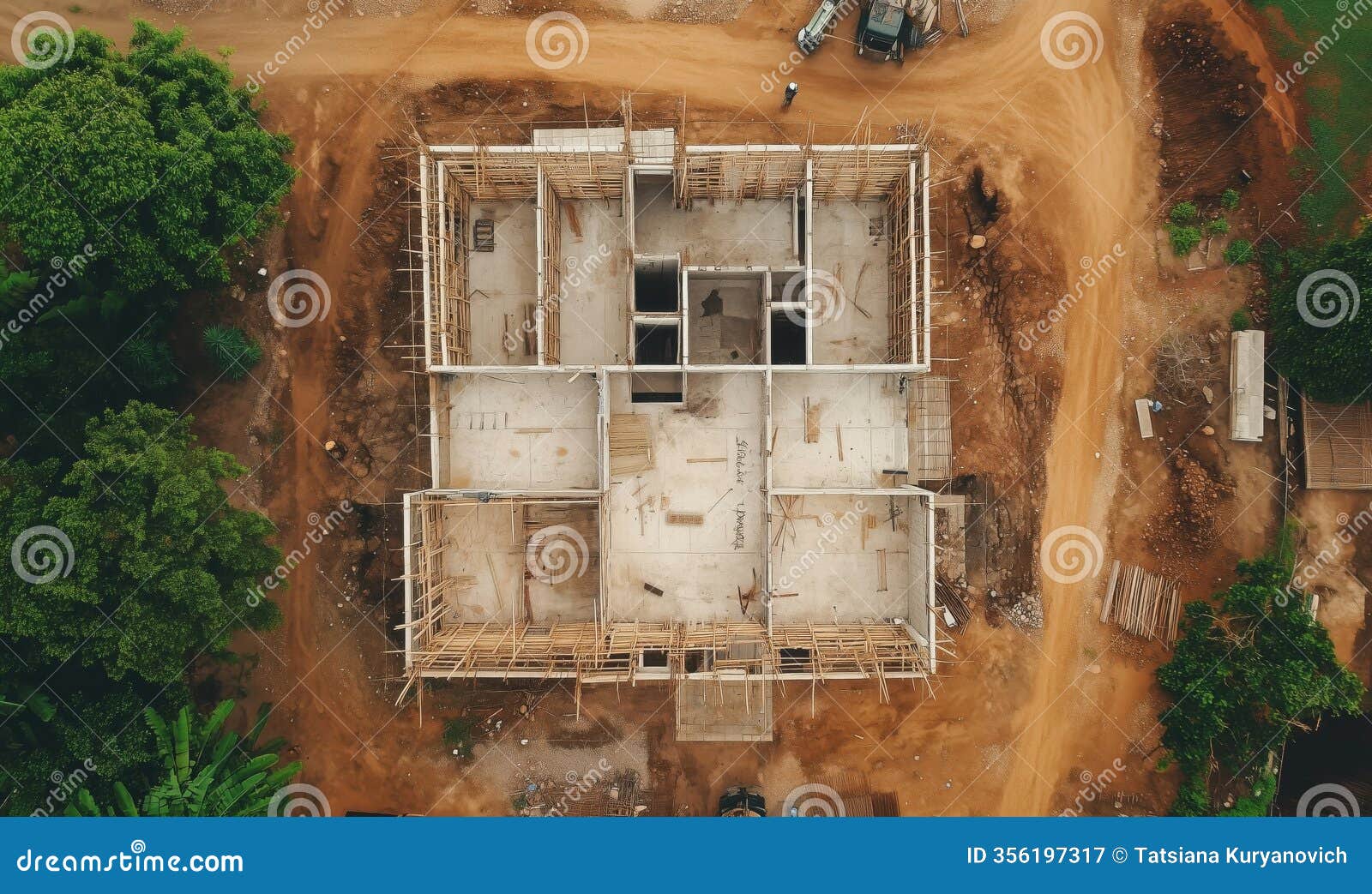 Construction Site Aerial View, Building Framework, Unfinished Structure ...