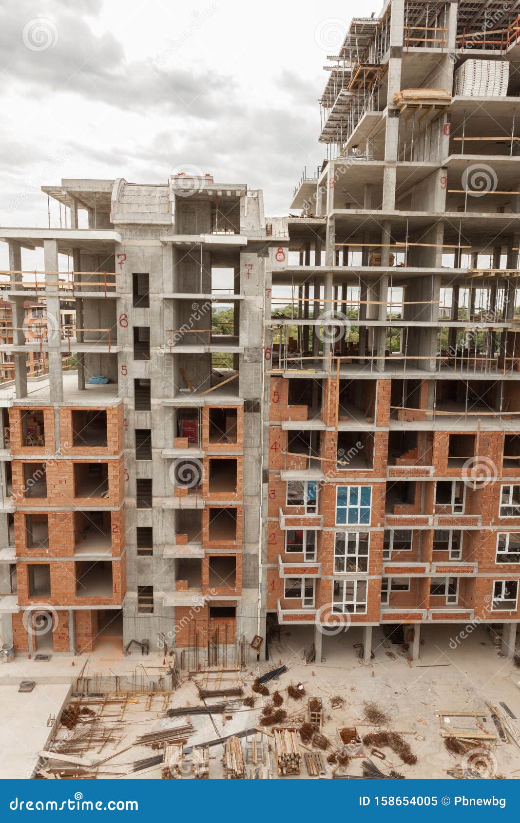 Construction Site of an Apartment Building Stock Image - Image of build ...