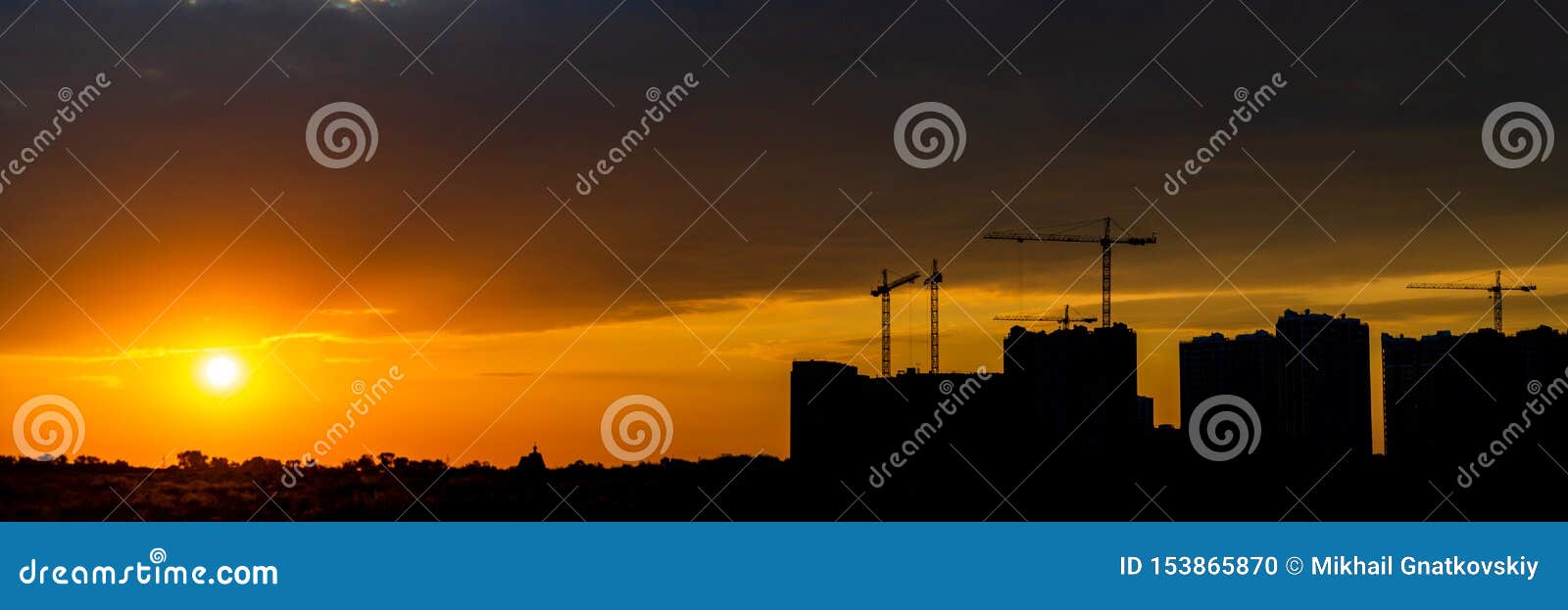 Construction Site of Apartment House on Sunset Stock Photo - Image of ...