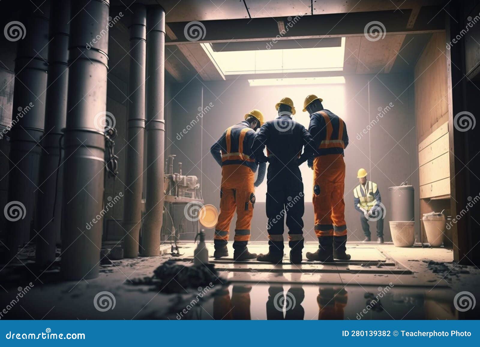 At the Construction Site, an Architect Engineer is Engaged Discussion ...