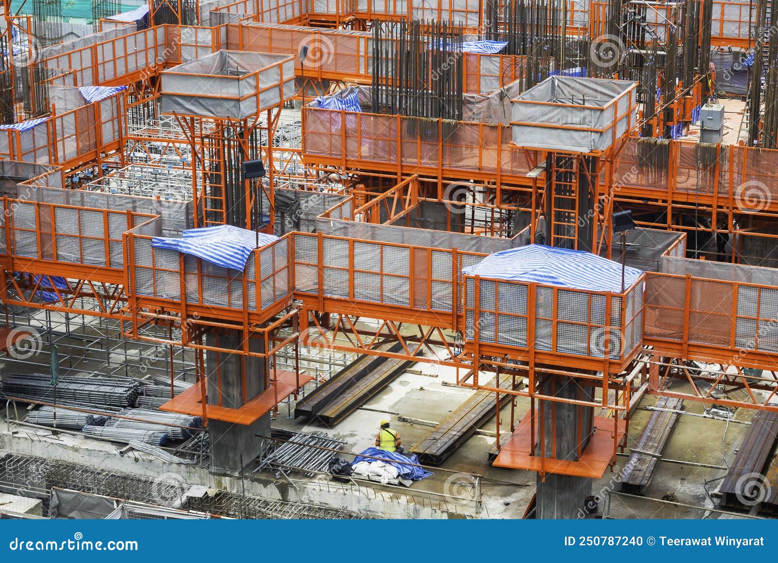 Construction Site Area Building Industrial with Workers Stock Photo ...